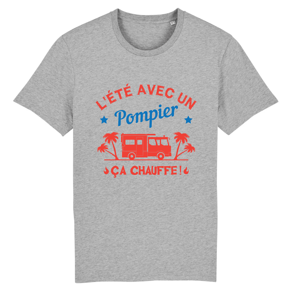 T-shirt pompier unisexe - L'été avec un pompier ça chauffe ! | POMPIER SHOP